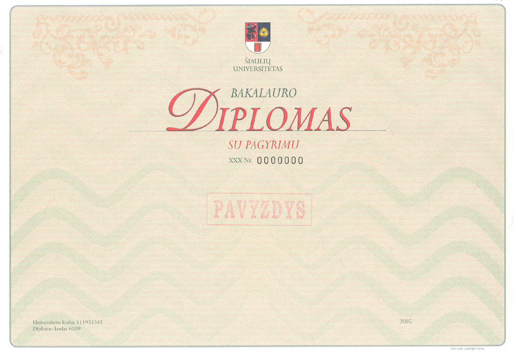 Studijų programos - Bakalauro diplomas